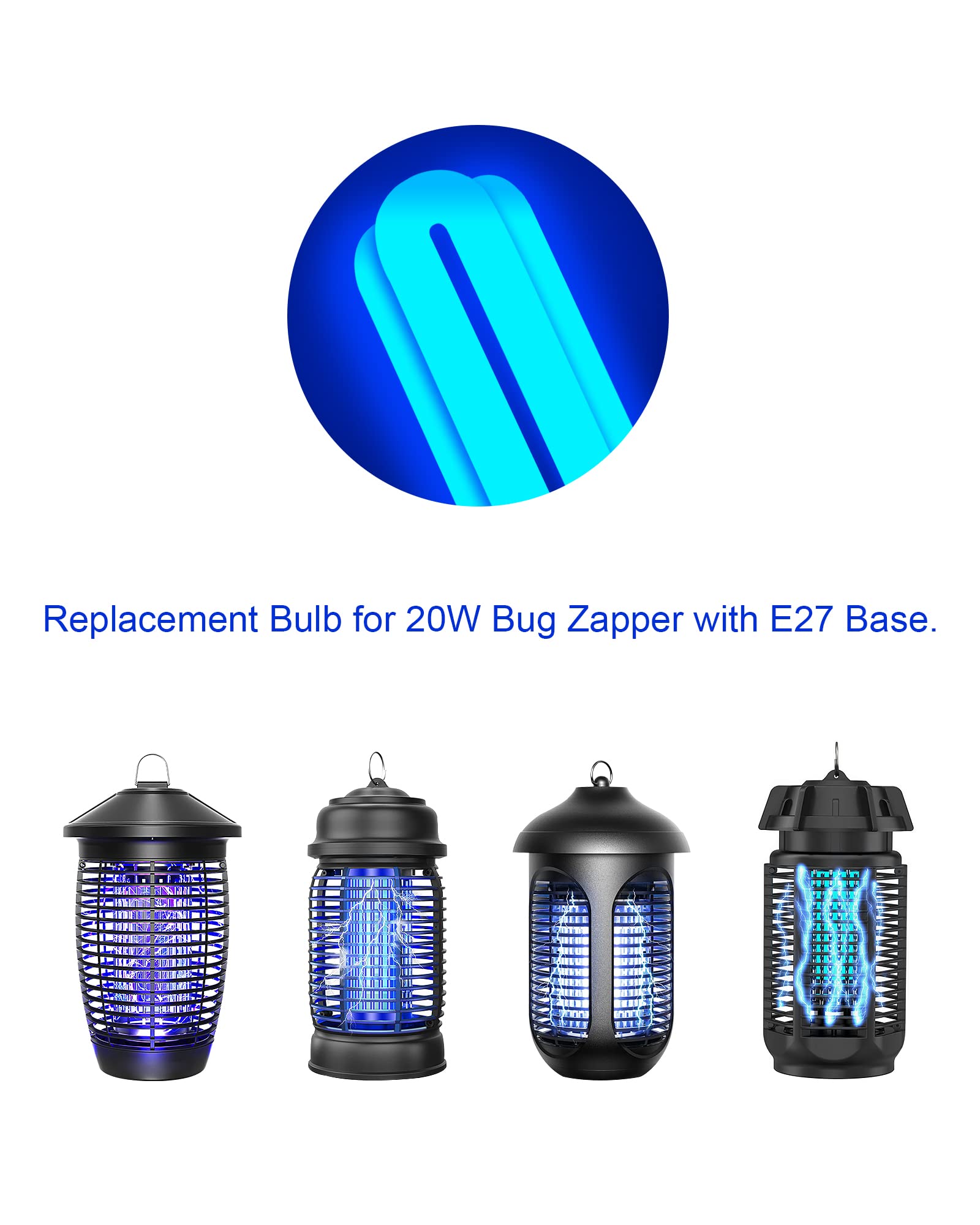 Shootingstar 3U 20W Replacement Bulb for 20W Bug Zapper with E27 Base, Compatible with XGAYOO, PALONE, LiBa, Womosk, Meilen, Husaco, and Other Models Outdoor Bug Zapper 1 Pack