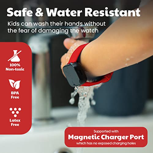 Potty Training Watch for Kids V2 β A Water Resistant Potty Reminder Device for Boys & Girls to Train Your Toddler with Fun/Musical & Vibration Interval Reminders with Potty Training eBook (Red)