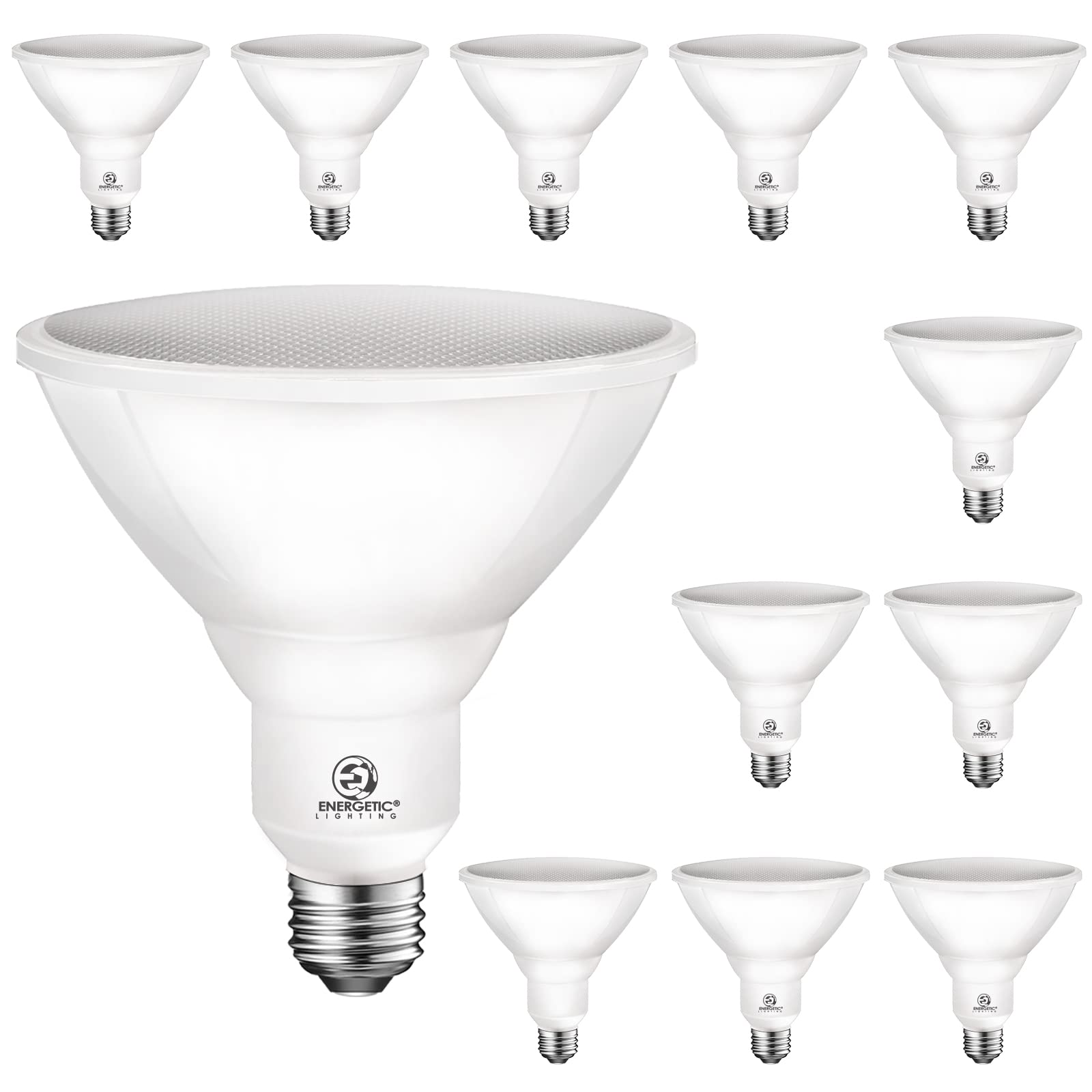 Energetic 1250LM Outdoor Par38 Led Flood Light Bulb, 13.5W=100W, Dimmable, 3000K Warm White, CRI90, E26 Base, Waterproof Led Spotlight Bulb, UL Listed (12 Pack)