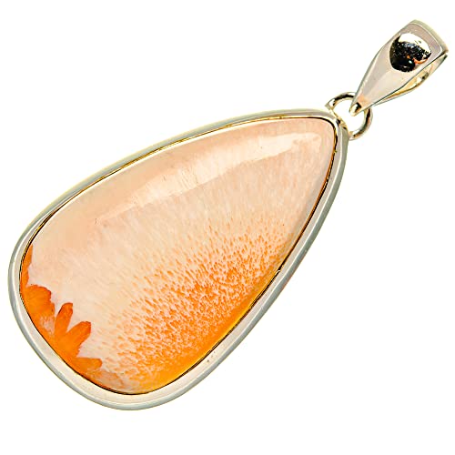 Ana Silver Co Scolecite Pendant 2 1/4" (925 Sterling Silver) - Handmade Jewelry, Bohemian, Vintage PD25266