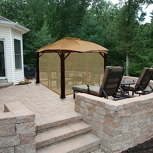 DURCOVER Gazebo Mosquito Netting 10x12ft, Replacement Universal Gazebo Netting with Zippers for Outdoor Garden Patio Gazebo 4-Panel Screen Sidewalls, Brown (Mosquito Net Only)