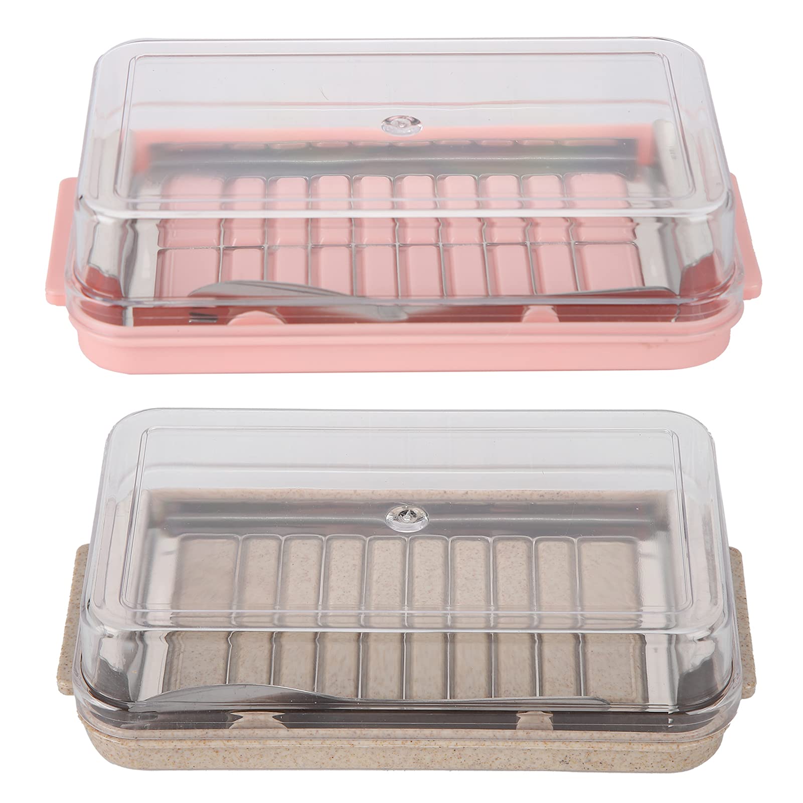 Butter Cutter Container,Cutter Style Butter Case,Stainless Steel Butter Storage Box,Cheese Storage Box with Transparent Cover, Butter Cutter Container, Kitchen Supplies for Home Kitchen(Pink)