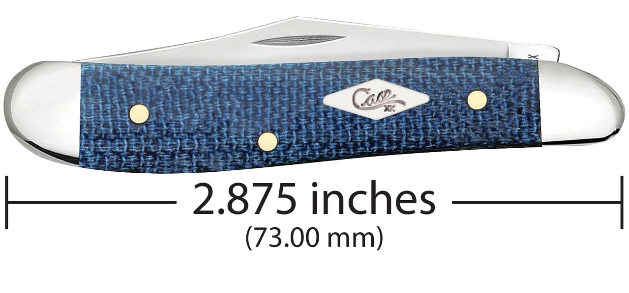 Case xx Knives Peanut Blue Denim Canvas Laminate 60514 Stainless Pocket Knife