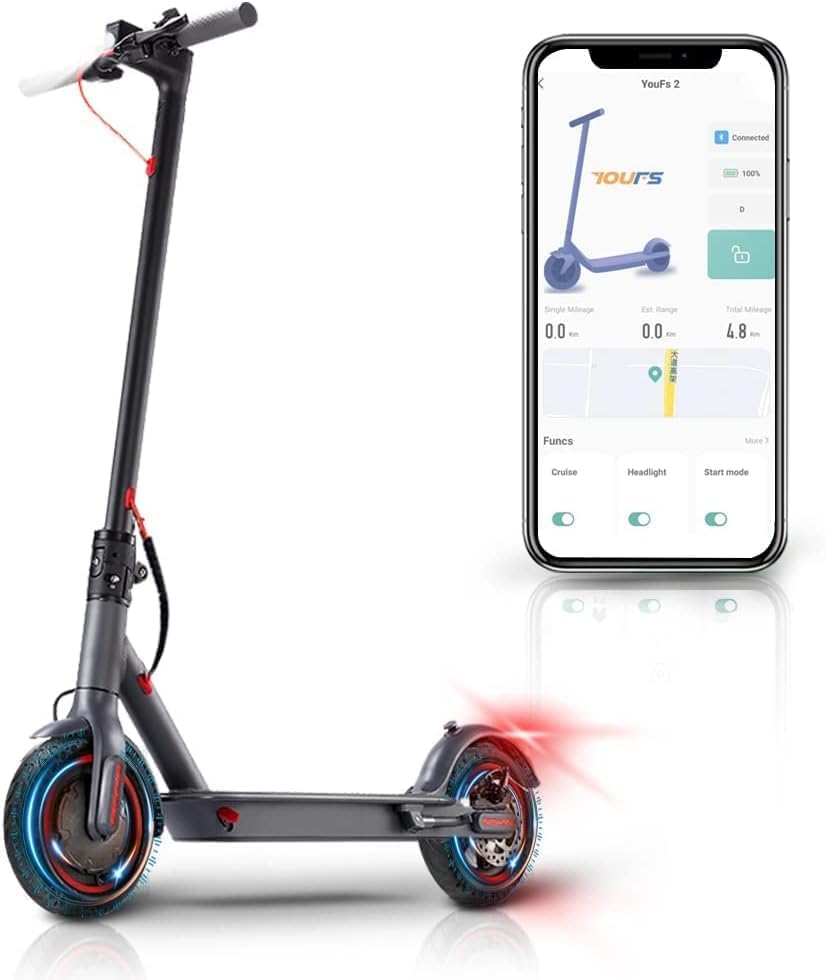Electric Scooter for Adults, Daily Commuting Foldable Portable E-Scooter, Max Speed 15-19 mph Max Range 19mile, Dual Brake System Safety Commuter Electric Scooter and Smart App