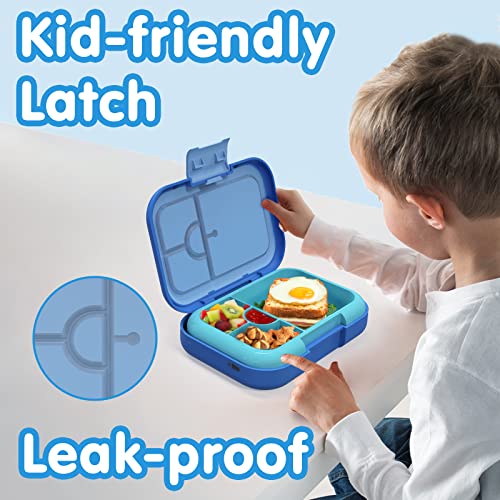 ermeteĀ® Leak-Proof 4-compartment Bento Lunch Box for Kids with Removable Divider,Hand-held Lunch Container for Age 4-10 Daycare/School lunches,Microwave & Dishwasher Safe,BPA-Free