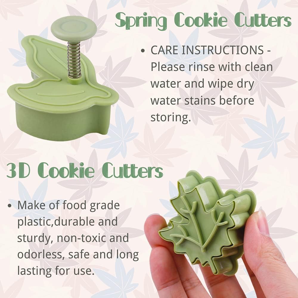 Cake Leaves Baking Pie Crust Mold Cookie Cutters, Pastry/Fondant Stampers/Apple Pie for Thanksgiving, Set of 4 (Random Color)