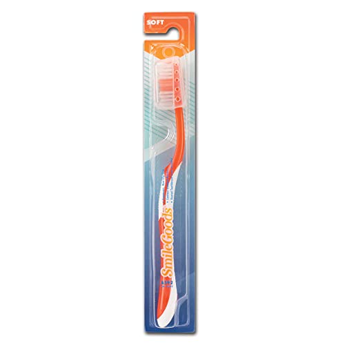 SmileGoods A392 Toothbrush, 39 Tuft, Soft Bristle, Individually Packaged Toothbrushes, Assorted Colors, Bulk Pack of 72