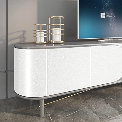 FunStick 15.8"x240" Pearl White Glitter Wallpaper Stick and Peel Sparkle White Glitter Contact Paper for Cabinets Self Adhesive Removable Fabric Glitter Wall Paper Roll for Bedroom Wall Decor Dresser