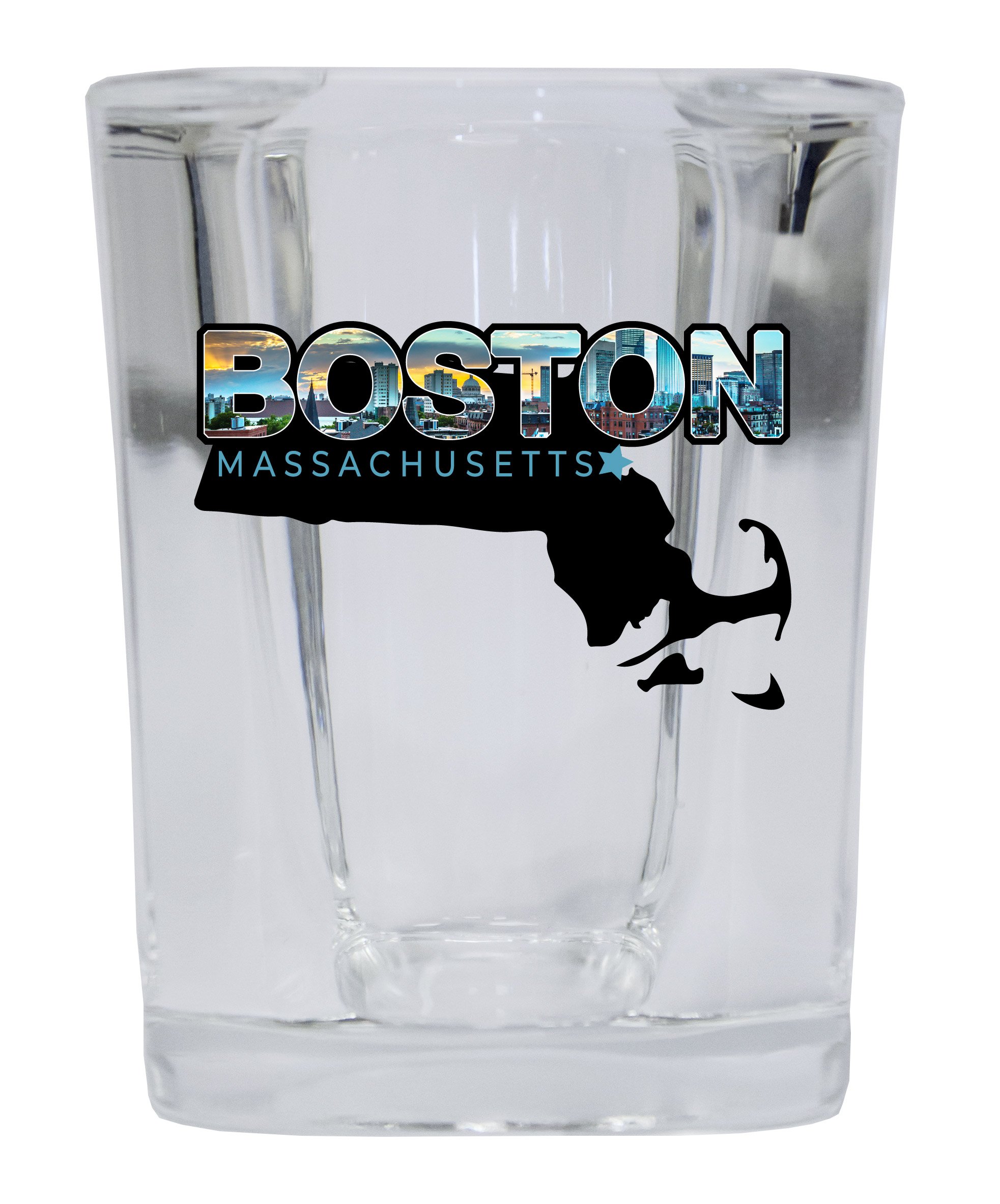 Boston Massachusetts Cityscape Skyline Beantown Souvenir Square Shot Glass