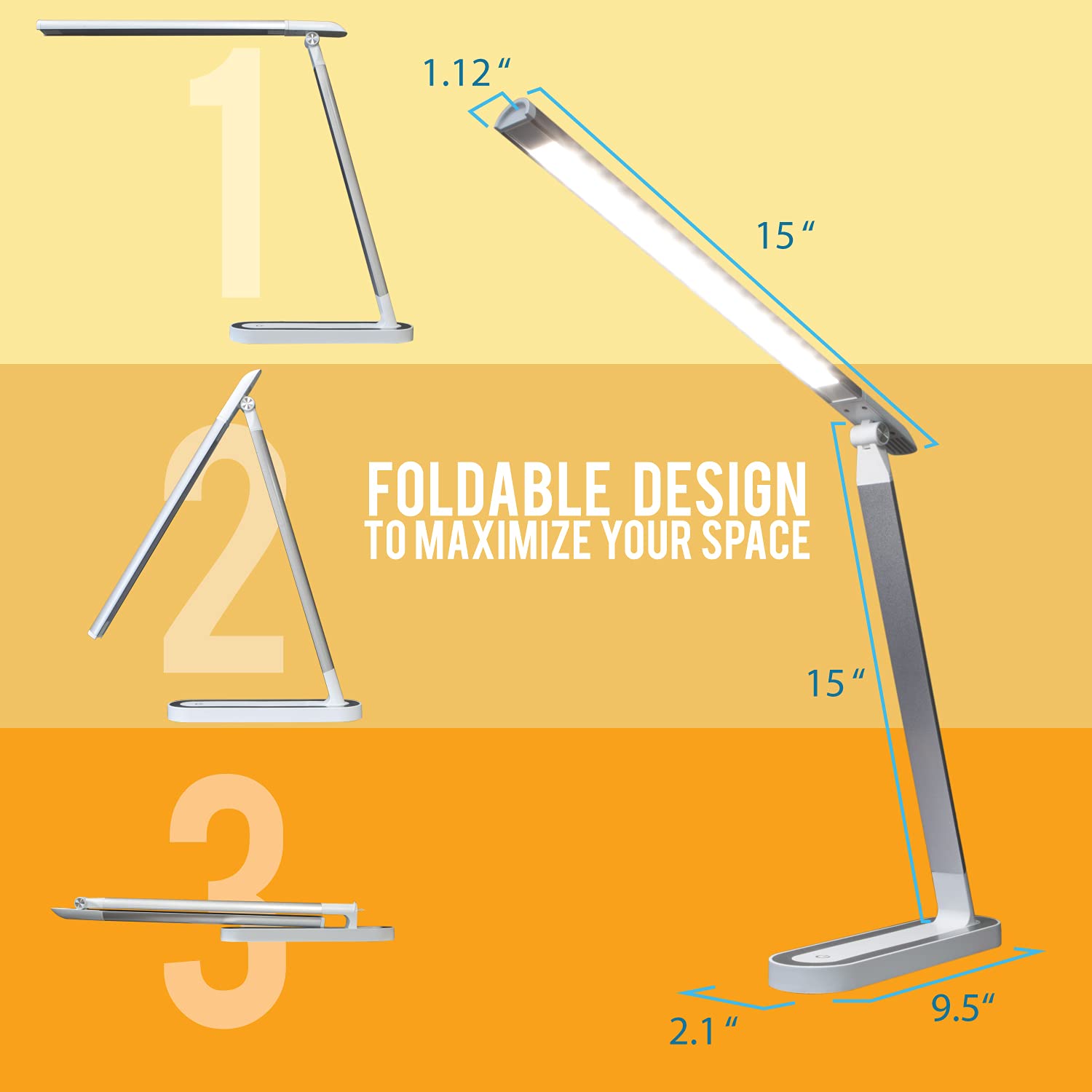 Aultra LED Desk LAMP Light - Touch Control Desk Lamp with Multiple Brightness Level - Lights for Bedroom, The Office Desk, Reading Lamps, Bedside Table and Standing Desk (White)