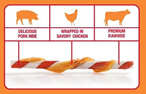 Good'N'Fun Triple Flavored Rawhide Twists For Dogs, 35 Count,Chicken,0.14 pounds