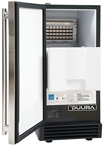 DUURA DI50P 65Lb Premium Clear Ice Cube Maker Machine with Drain Pump Blue LED and Energy Star Built-In Undercounter or Freestanding Household Residential or Commercial Use, 15 Inch Wide, Silver