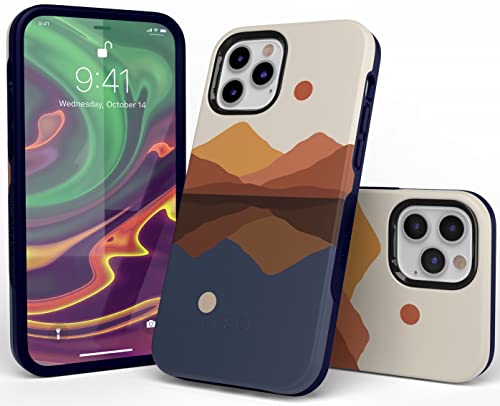 Casely iPhone 12/12 Pro Case | Compatible with MagSafe | Opposites Attract | Day & Night Colorblock Mountain Case