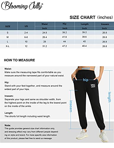 Blooming Jelly Womens Black Sweatpants High Waisted Running Workout Lounge Joggers with Pockets(XL,Black)