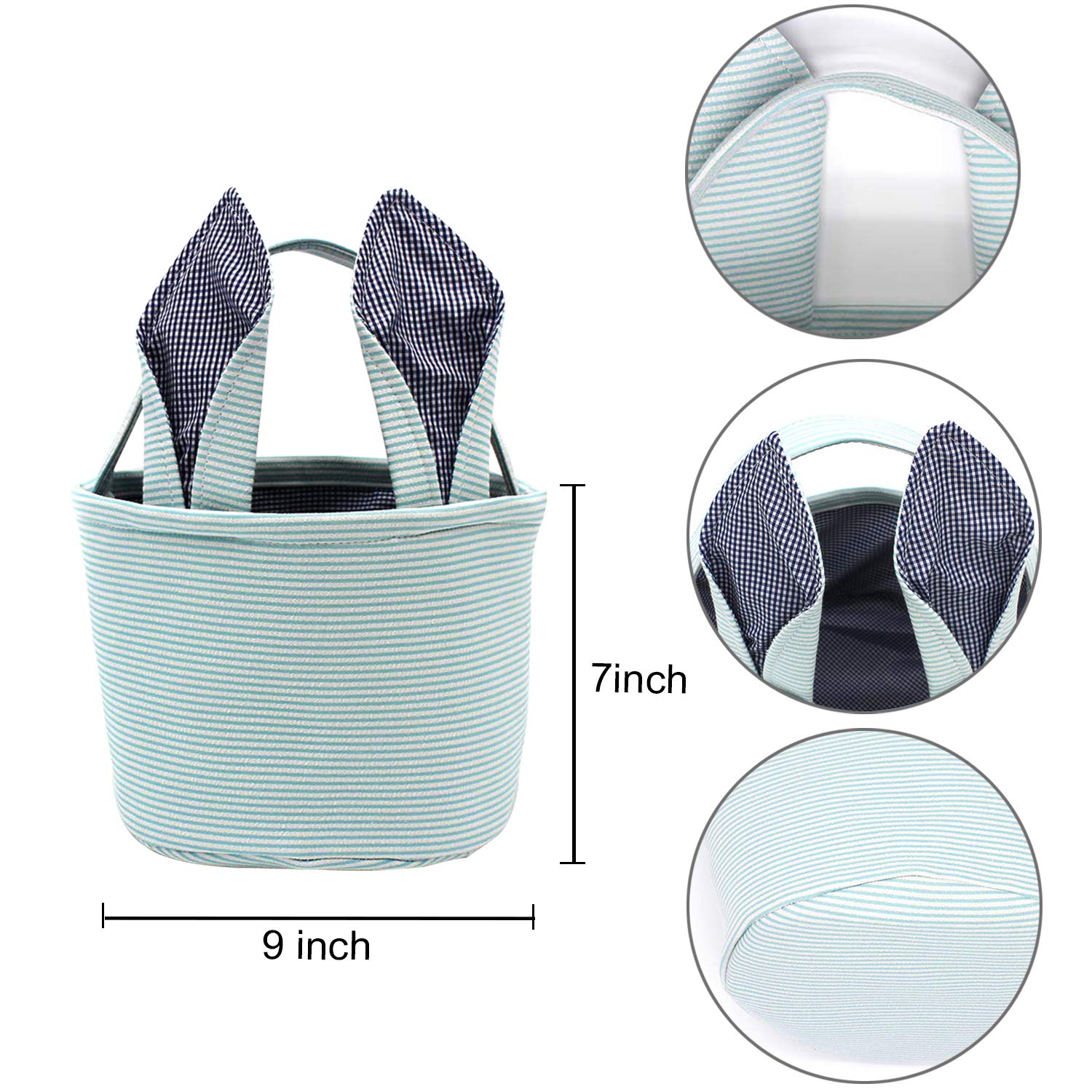 Easter Bunny Basket Bags Rabbit Canvas Toys Bucket Tote Storage Gifts Candies Handbag for Kids
