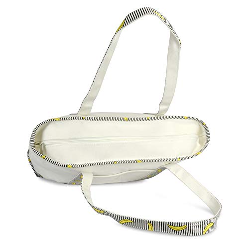 DALIX 23" Premium 24 oz. Cotton Canvas Shopping Tote Striped Banana