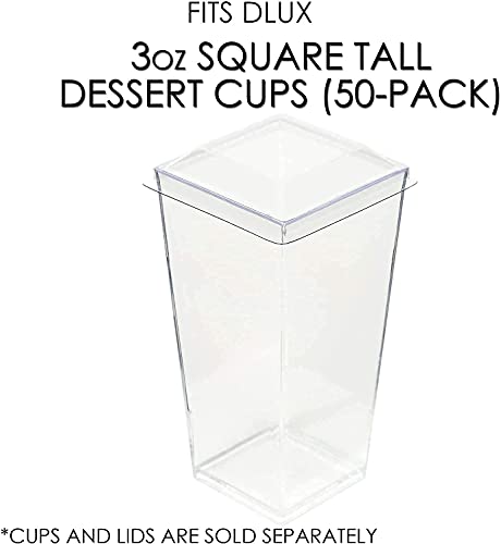 DLux 50 Lids for 3 oz Square Tall Mini Dessert Cups