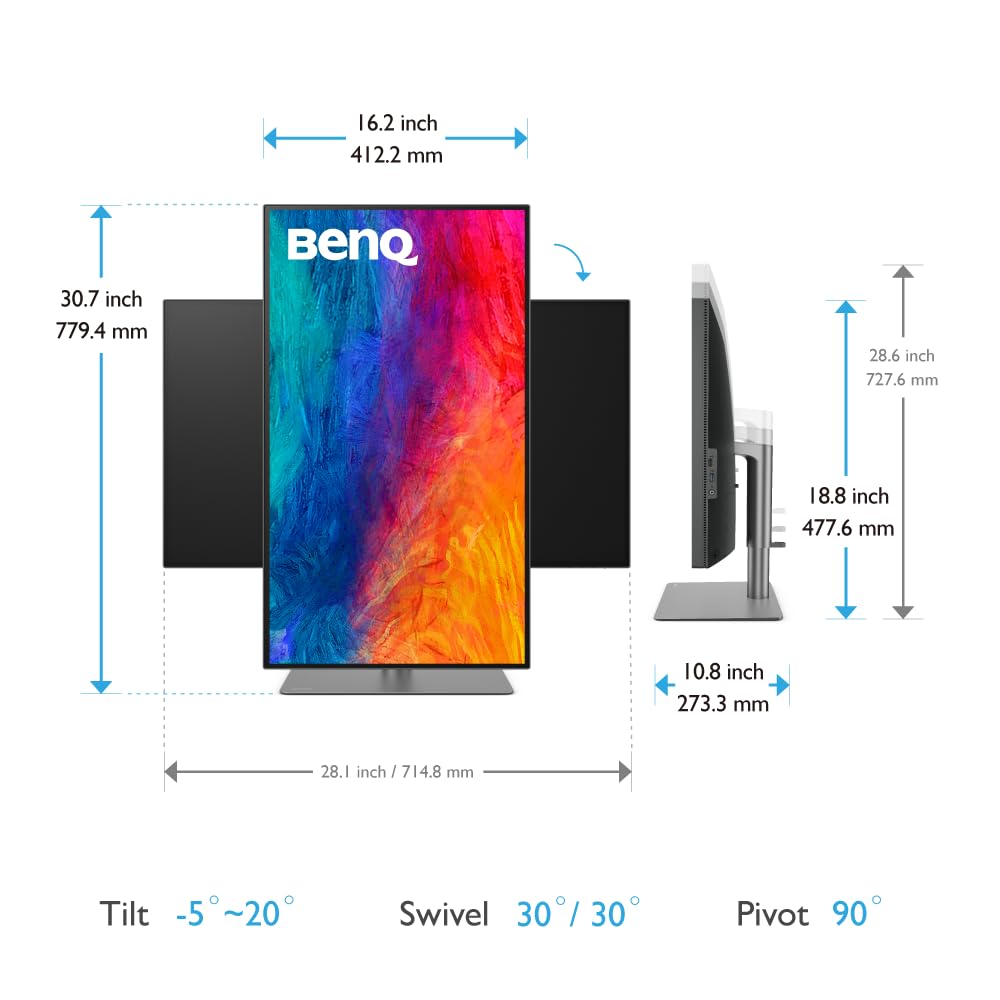 BenQ PD3220U Thunderbolt 3 Monitor for Macbook 32" 4K UHD | 100% Rec.709 & sRGB, 95% P3 | IPS | DeltaE ≤3 | Pantone | AQCOLOR | Calibration Report | Ergonomic | USB-C (85W) | USB Hub | Daisy Chain