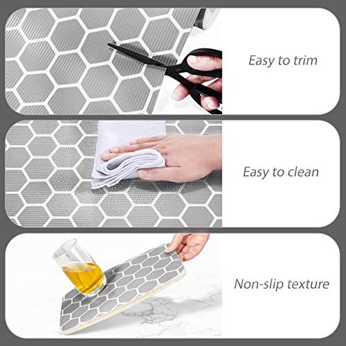 Glotoch Premium Non Slip Shelf Liner 12β X 20FT, Non Adhesive Drawer Liner, Waterproof Shelf Liners for Kitchen Cabinets, Drawer, Fridge, Wire Shelving, Pantry, Bathroom-Heavy Duty, Grey Geometric