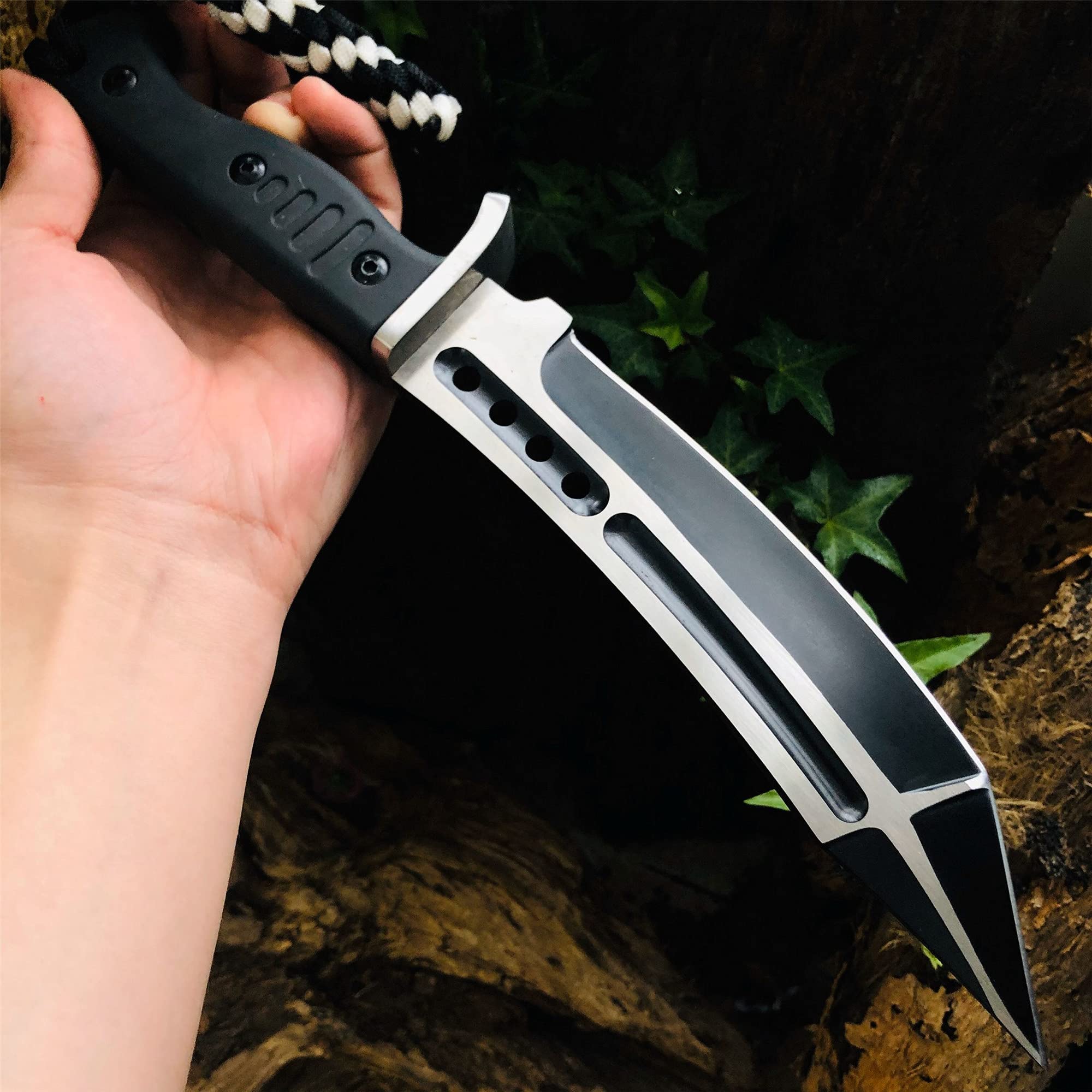 AULAKNIV 12 Inch Heavy Outdoor Tactical Survival Hunting Knife - Katana Samurai Tanto, Camping Fixed Blade Knives with Sheath