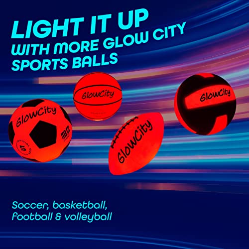 GlowCity Glow in The Dark Football - Light Up, Official Size Footballs - LED Lights and Pre-Installed Batteries Included