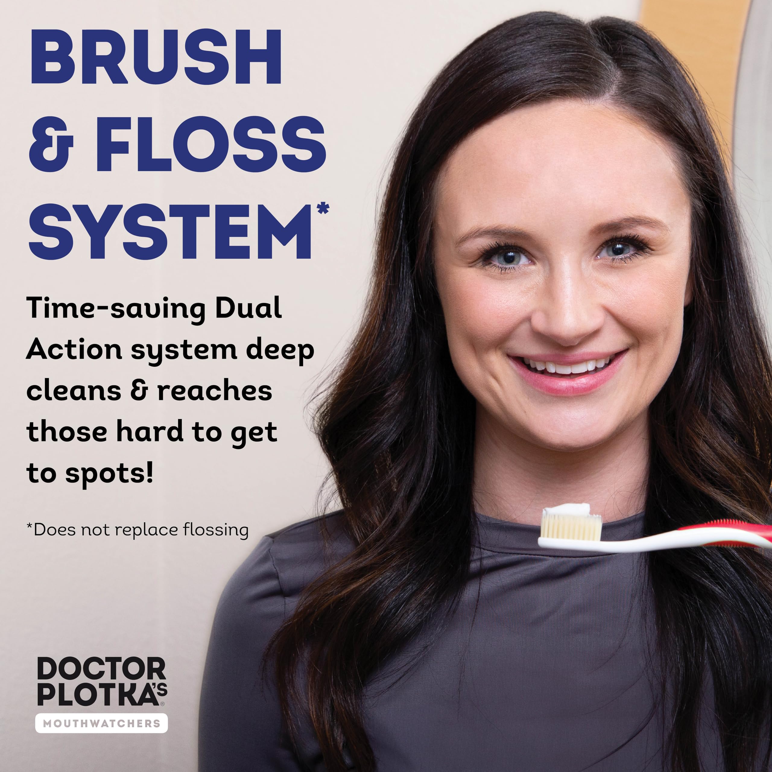 MOUTHWATCHERS Dr Plotkas Extra Soft Flossing Toothbrush Manual Soft Toothbrush for Adults | Ultra Clean Toothbrush | Good for Sensitive Teeth and Gums | 1 Red Toothbrush