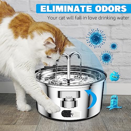 EOX 12 Packs Cat Water Fountain Filter Replacement & Pre-Filter Sponges for Stainless Steel 108oz/3.2L & 67oz/2L Adjustable Water Flow Pet Fountain, Replacement Filters for Pet Drinking Fountian