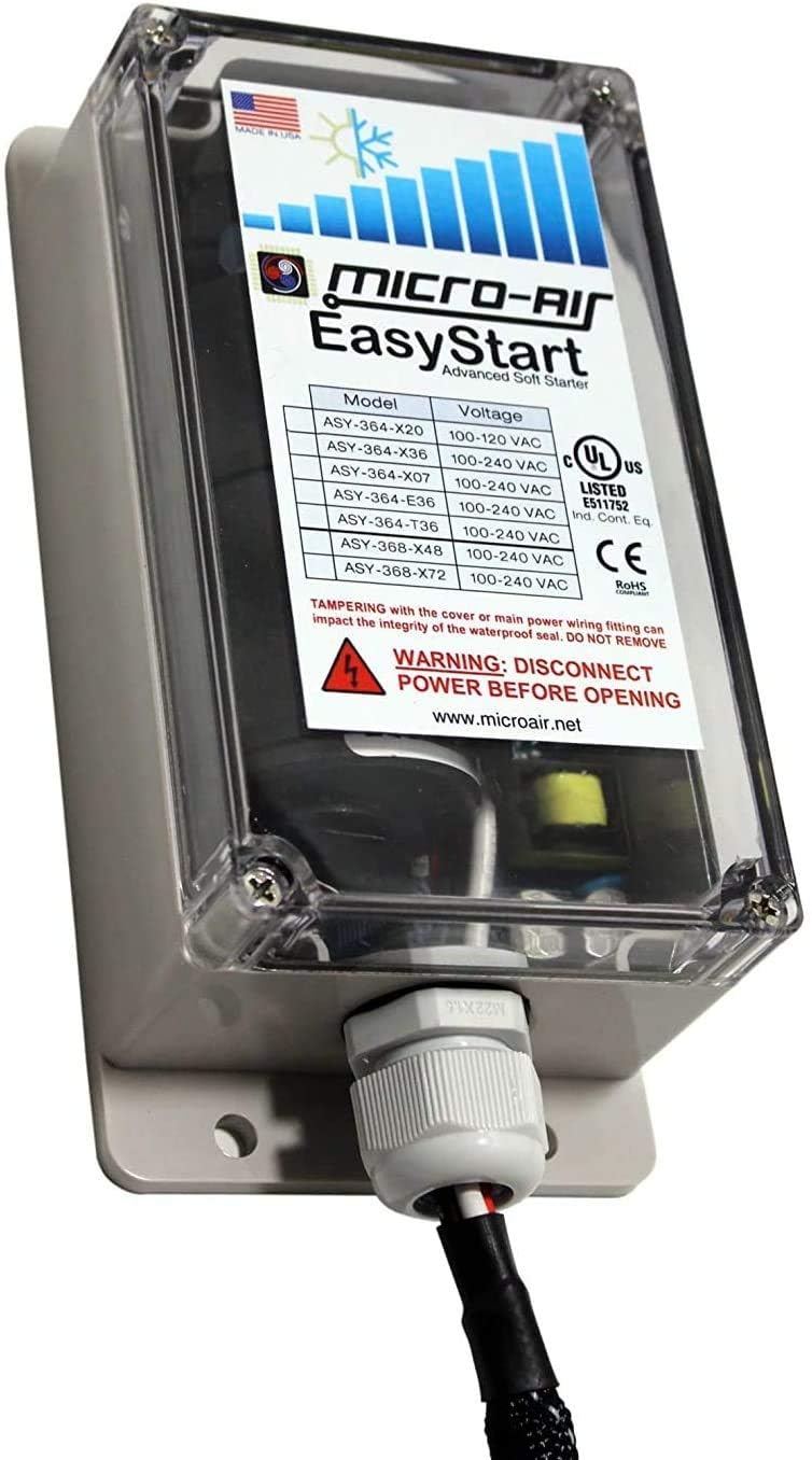 EasyStart Micro-Air 368 Advanced Soft Starter (ASY-368-X72-BLUE), Air Conditioner Soft Start Works with Generator, Start Air Conditioners at Less Power, Automotive & RV Use, 6 Ton Compressor