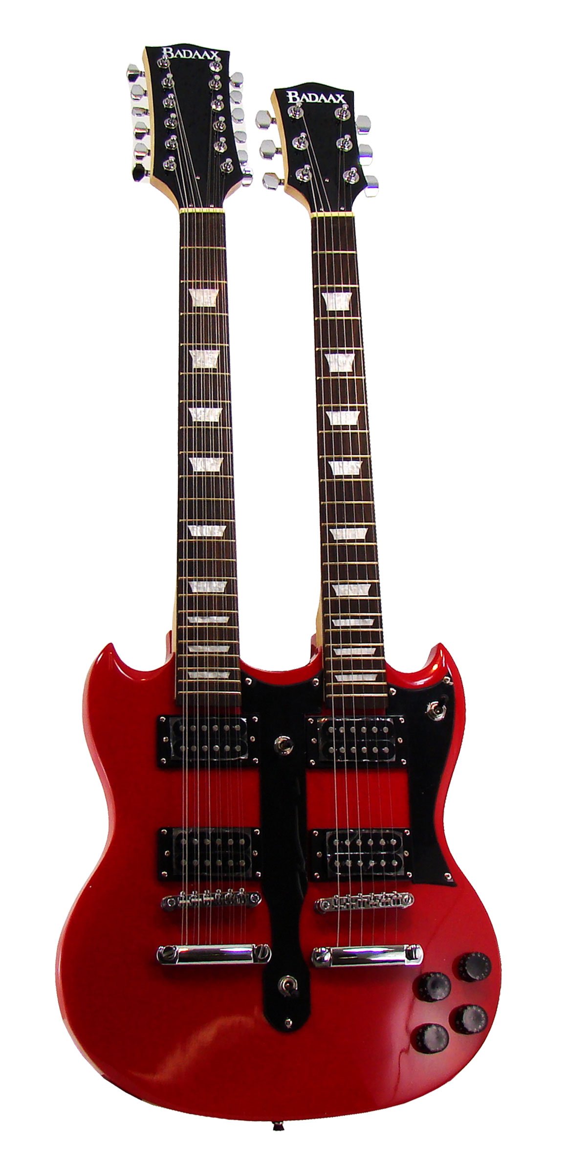 BadAax Dlb Neck Dbl Cut A Way Guitar 70's Style Model Red