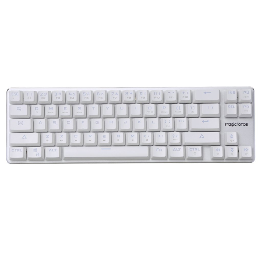 Qisan Happy Deals 10% Discount off Mechanical Keyboard Gaming Keyboard Blue Switch 68-Keys Mini Design (60%) Gaming Wired Keyboard White Silver Magicforce