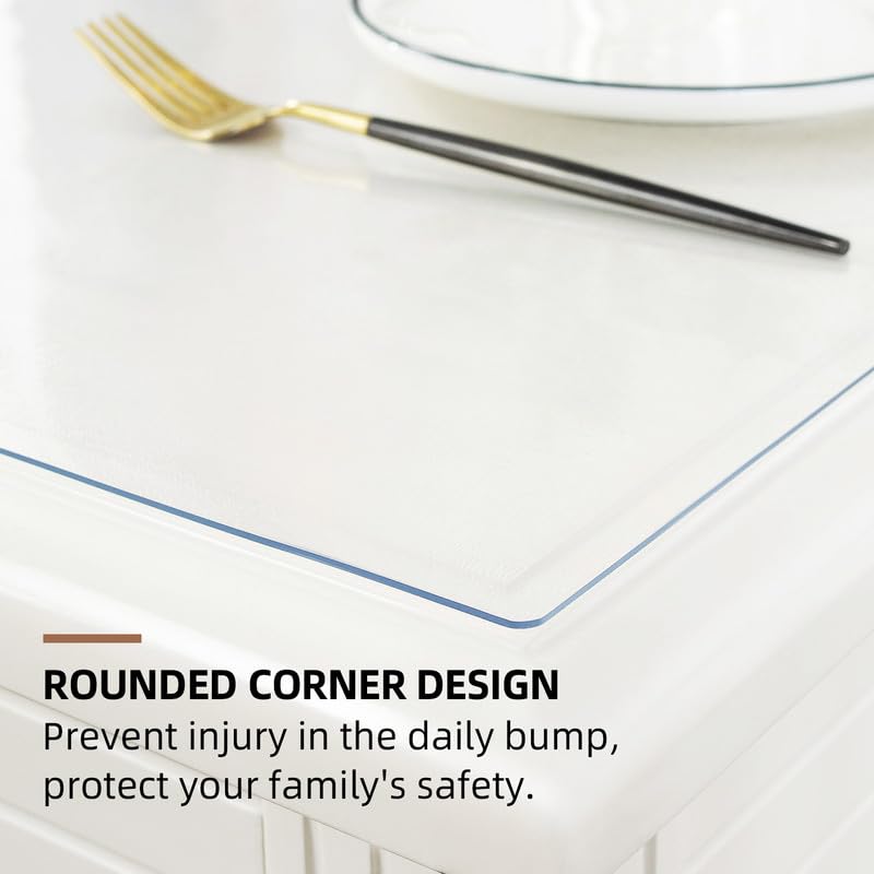 Warmstar Clear Table Cover Protector 36 x 60 Inch,1.5mm Thick Plastic Table Cover Rectangle,PVC Clear Table Protector,Desk Protector Mat for Kitchen, Dresser, Writing Desk,Dining Room Table