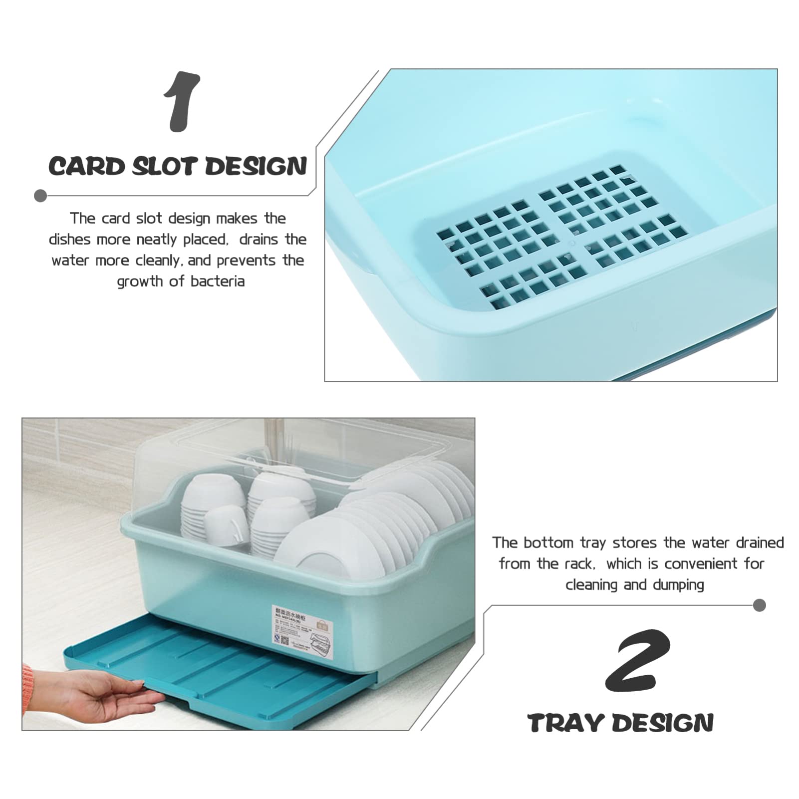 Cabilock Baby Bottle Drying Rack with Anti- Cover Nursing Bottle Storage Box Plastic Tableware Box Organizer Portable Countertop Dryer for Tea Cup Coffee Mug Bowl