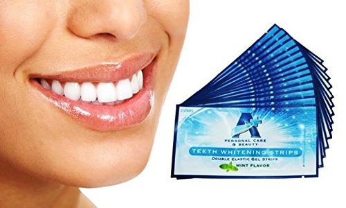 Sparkling White Professional Strength 6% HP Teeth Whitening Strips - Elastic Strips Plus Advanced Whitening Formula = Great Results! 28 Strips (14 Upper and 14 Lower) Free Teeth Shade Guide Included.