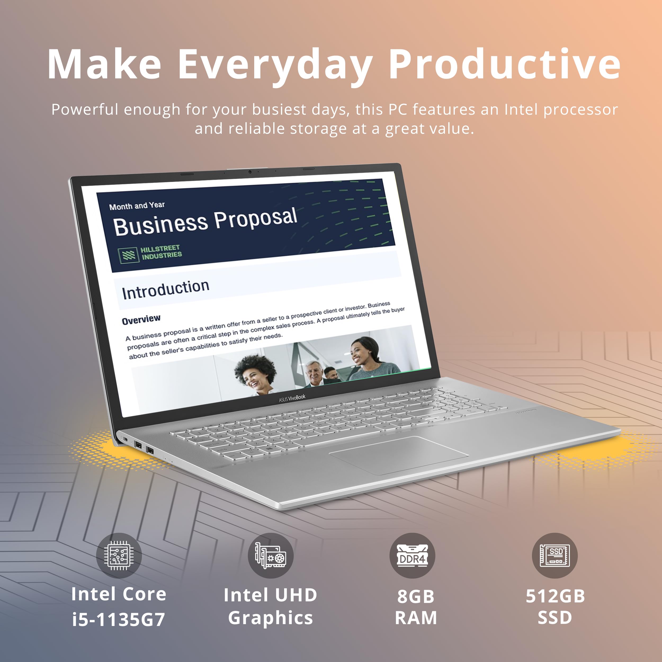 ASUS VivoBook 17 K712EA 17.3'' FHD Laptop, Intel Core i5-1135G7, 24GB RAM, 1TB PCIe SSD, Intel UHD Graphics, Backlit Keyboard, Wi-Fi 6, Windows 10 Home, Silver, 32GB Snow Bell USB Card (Renewed)