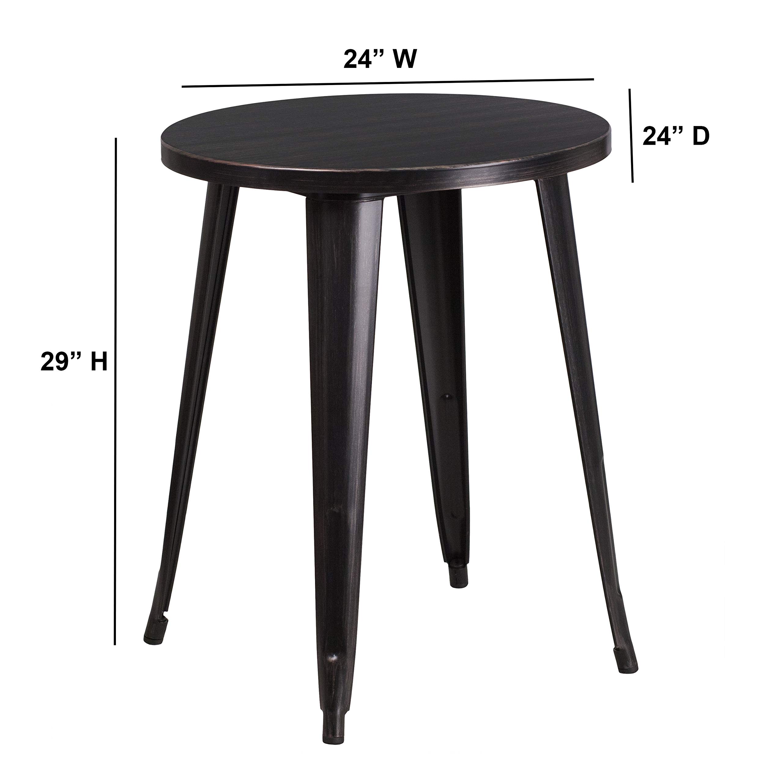 Flash Furniture Webb Commercial Grade 24" Round Black-Antique Gold Metal Indoor-Outdoor Table
