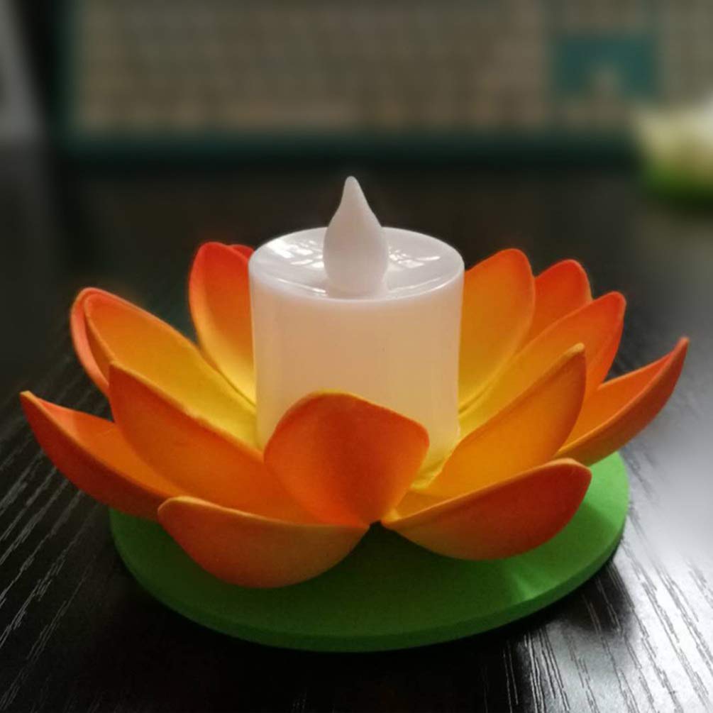 SOLUSTRE 5pcs floating lotus flowers Flower Night Lamp floating lantern LED floating candle light nativity decor flashing plastic lotus LED water lotus light flickering candles lily Battery