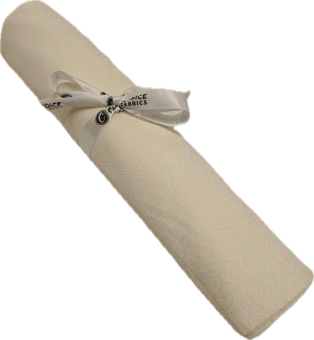 Choice Fabrics Supreme 108" Quilt Backing - Tone on Tone - Premium Cotton Fabric Cut by The Yard (White on Cream - Paisley)