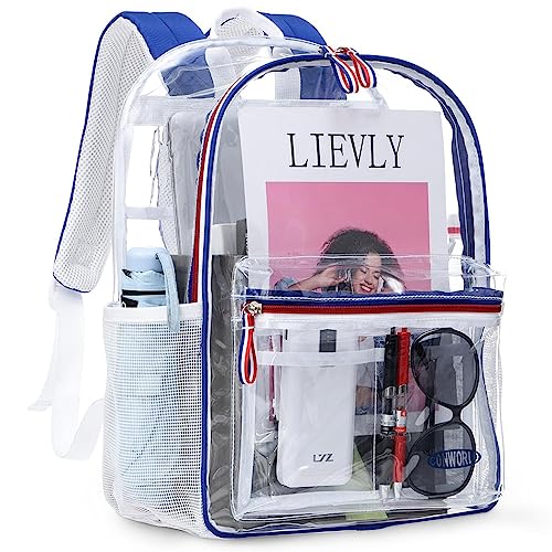 Conworld Clear Backpack, Heavy Duty PVC Transparent Backpack, See Through Backpack for School Work Sports