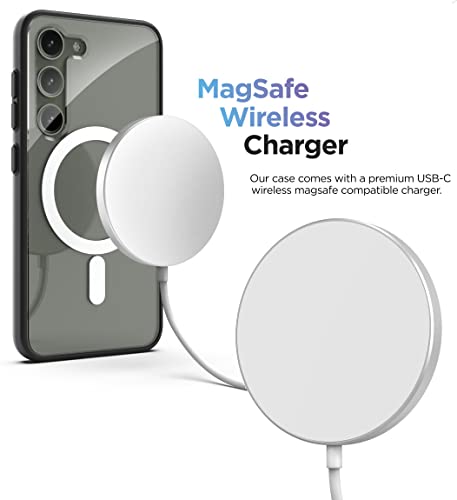 Encased Magnetic Case with Wireless Charger Included - for Samsung Galaxy S23 Plus - Compatible with MagSafe Accessories (Clear/Black)
