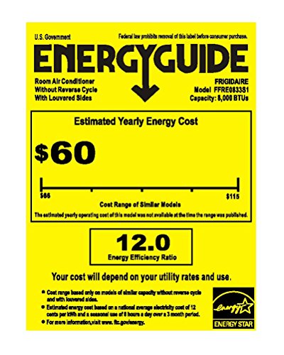 FRIGIDAIRE FFRE0833S1 8,000 BTU 115V Window-Mounted Mini-Compact Air Conditioner with Temperature-Sensing Remote Control