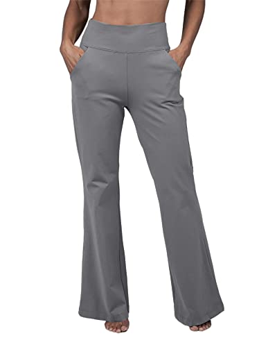 Aurgelmir Womens High Waisted Flare Yoga Pants Wide Leg Active Bootcut Leggings Grey