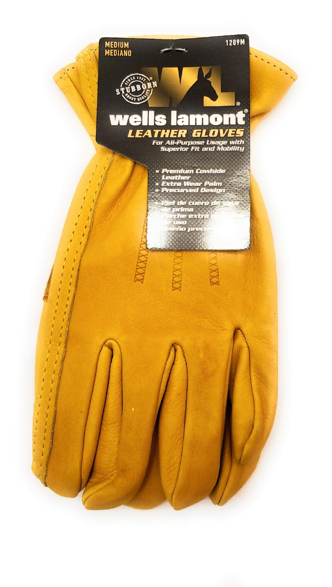 Wells Lamont Premium Leather Work Gloves 3 Pair Pack - Medium