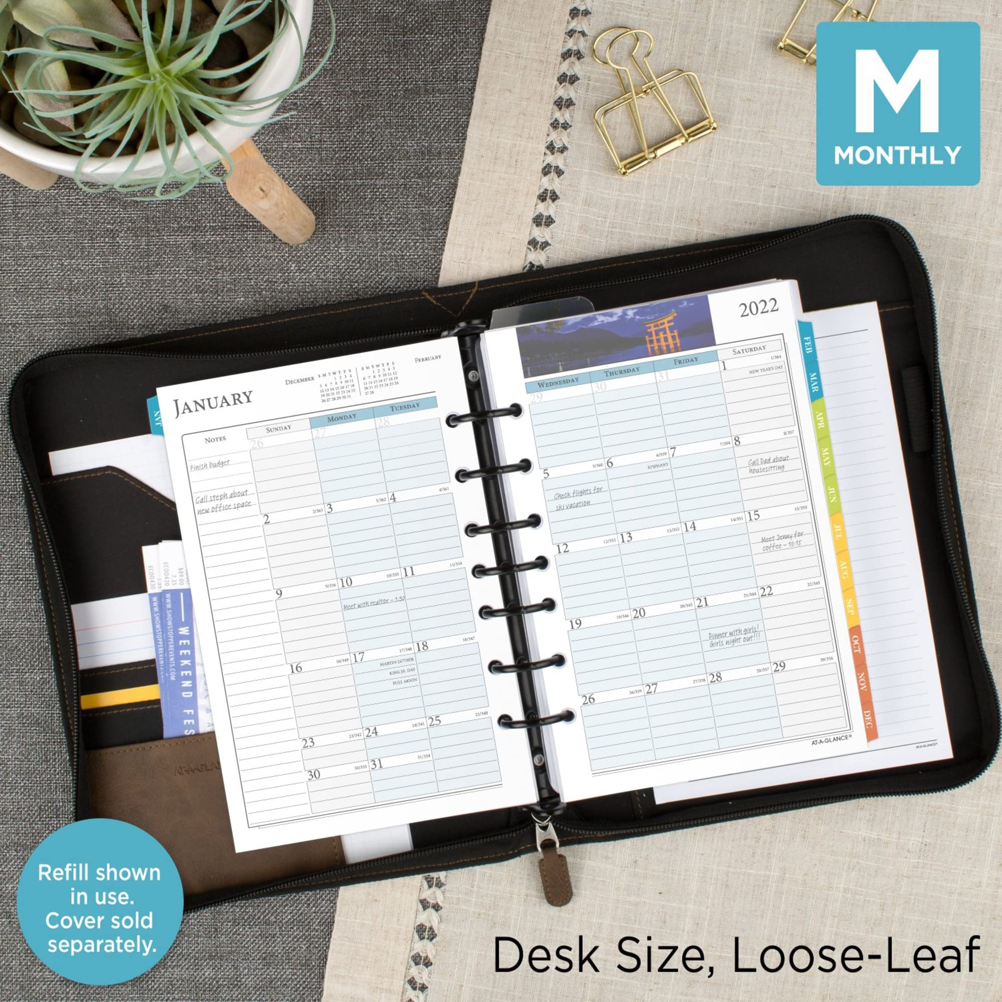 AT-A-GLANCE 2022 Weekly & Monthly Planner Refill by AT-A-GLANCE, 13493 13691 Day-Timer, 5-1/2" x 8-1/2", Size 4, Zenscapes (281-285Y)