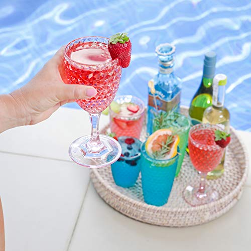 BELLAFORTE Laguna Beach Wine Glass Pink + Short Tumbler Pink Shatterproof Tritan Drinking Glasses, Dishwasher Safe, BPA Free