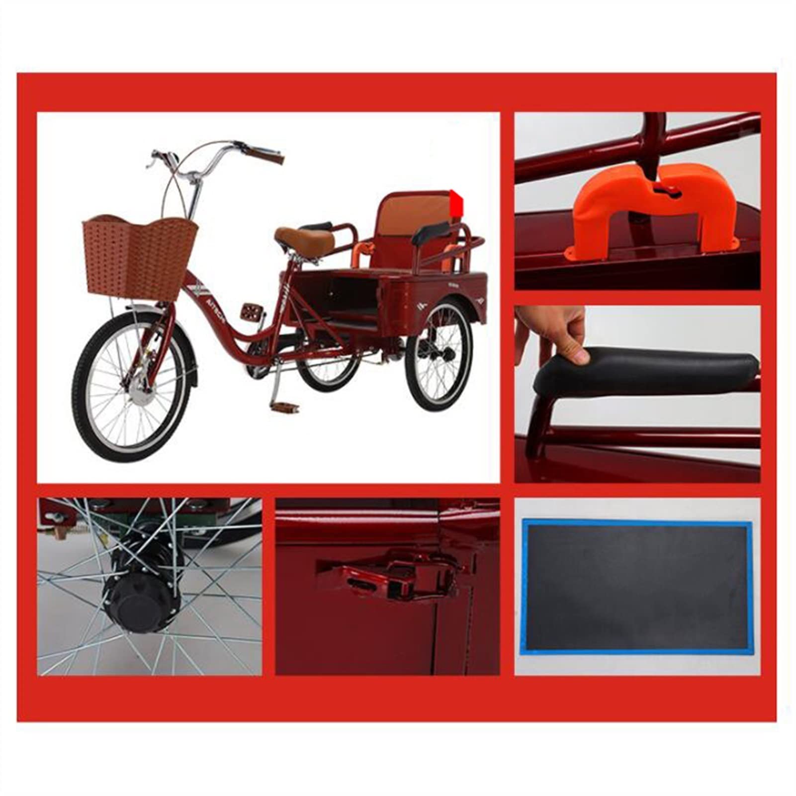 LUYIYI Pedal Rickshaw, Old Pedal Small Bicycle, Adult Cargo Scooter (Color : Gold)