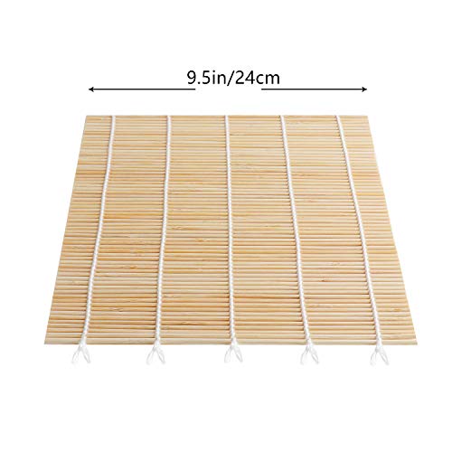 FUNGYAND Bamboo Sushi Rolling Mat with 2 Pairs of Chopsticks Natural Bamboo 9.5"x9.5" 2 PCS Sushi Making Kit