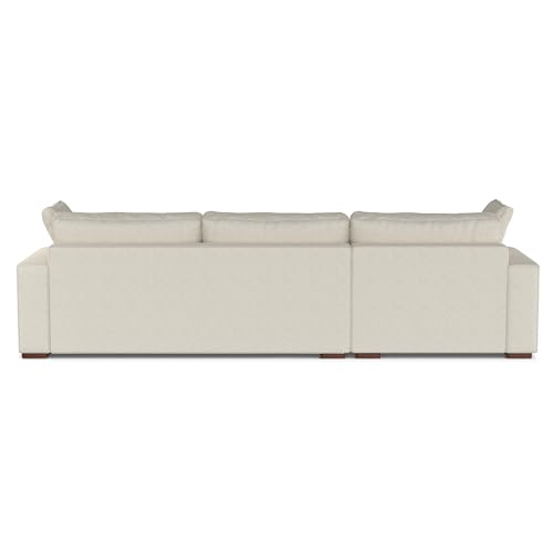 SIMPLIHOME Charlie Left-Facing Sectional Sofa in 100% Recycled Polyester Tightly Woven Performance Fabric, Cream, 122-inches Wide, Handcrafted Contemporary Style L-Shaped Couch with Chaise