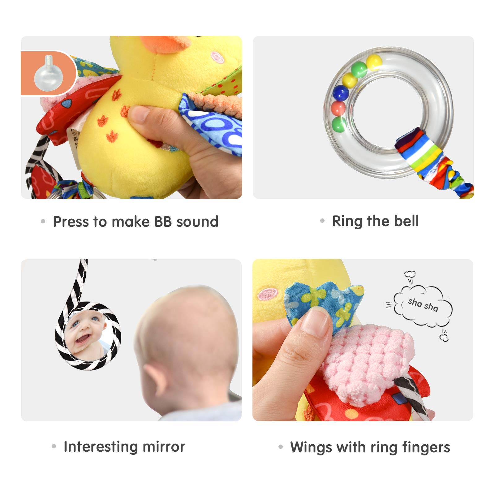 Baby Rattles Toys with Teether,Bed Bell for Toddler in pram,Gifts for Baby Aged 3 Months or More (Bird)