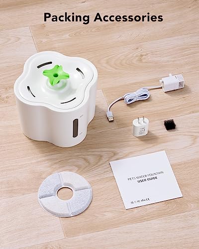 HICC PULE Cat Water Fountain, 101oz/3L Ultra Quiet Automatic Pet Water Fountain with Water Level Window, BPA-Free Dog Water Dispenser with with Two Flow Modes, Multi-Filtration