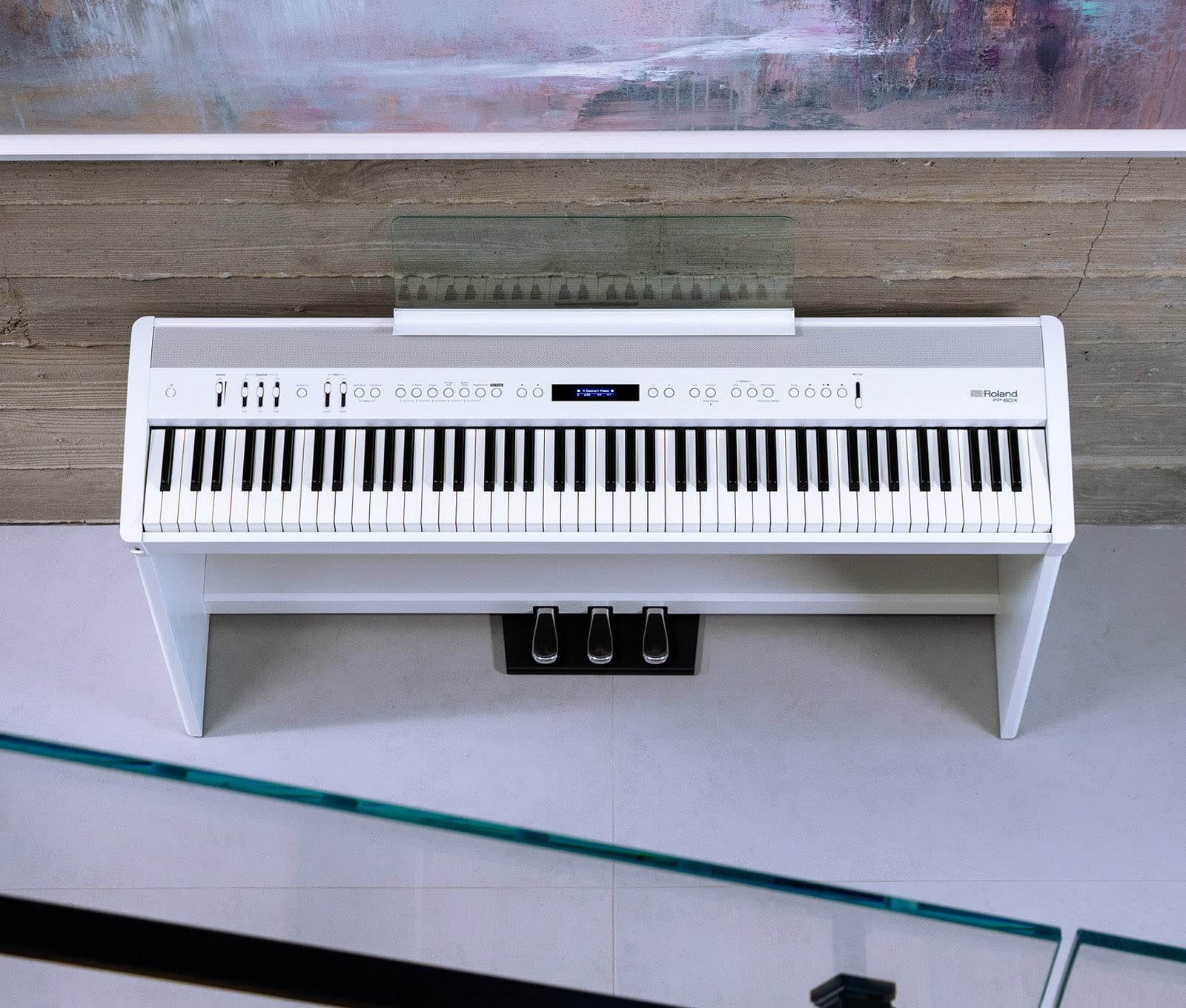 Roland FP-60X 88-Key Digital Piano - White Bundle with Roland KSC-72 Stand, Roland KPD-90 Three Pedal Unit, Bench, Instructional DVD, Online Piano Lessons, and Austin Bazaar Polishing Cloth
